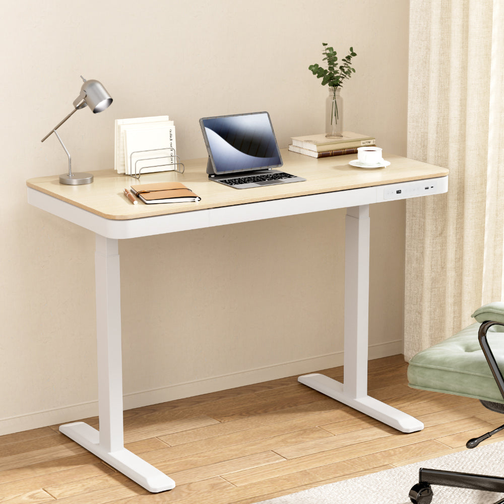 Artiss Standing Desk Motorised Electric Dual Motor Draw 120CM Oak ...