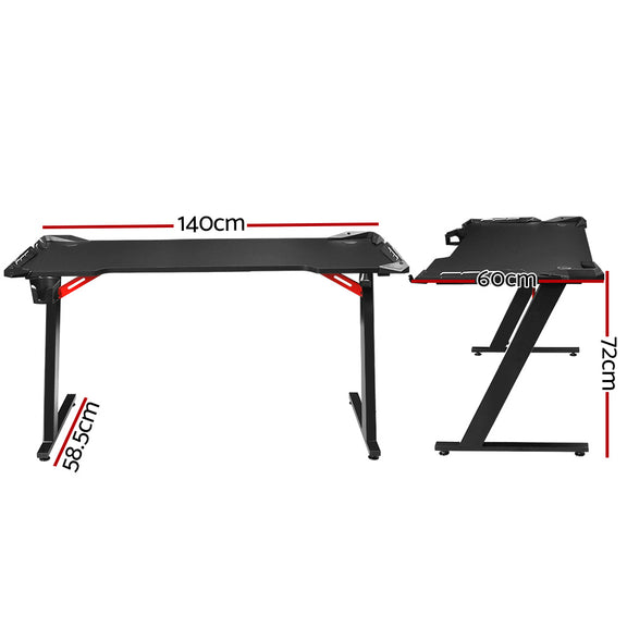 Artiss Gaming Desk Computer Desks Table Study Home Ofiice RGB LED Light ...