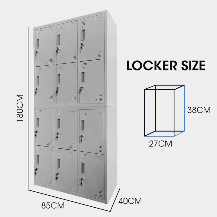 FORTIA 12 Doors Locker Cabinet Metal Storage Gym Home Office School ...